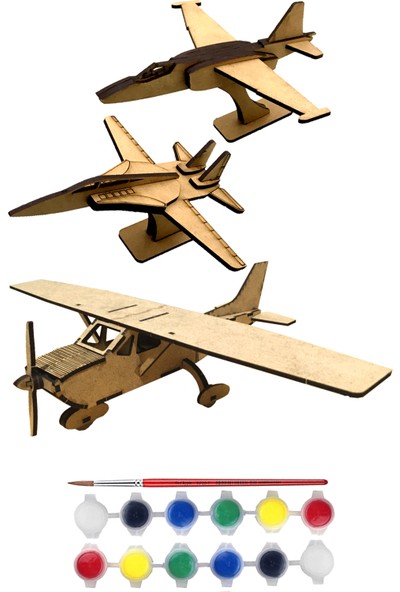 Tahtakurusu Tasarım 3'lü Set Ahşap Oyuncak Maket Model Uçak Boyama Etkinlik Seti Cessna F-14 - Su 25 Tahtakurusu Tasarım 3'lü Set Ahşap Oyuncak Maket Model Uçak Boyama Etkinlik Seti Cessna F-14 - Su 25