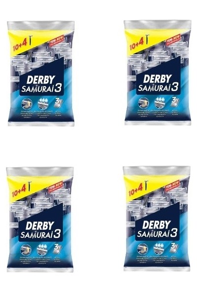 Derby Samurai 3 Tıraş Bıçağı 10+4 Poşet x 4 Paket Derby Samurai 3 Tıraş Bıçağı 10+4 Poşet x 4 Paket