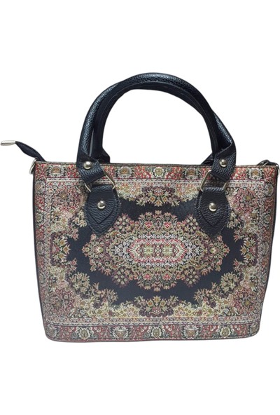 Kapadokya Hediyelik Dokuma Halı Desenli Büyük Boy Otantik Çanta