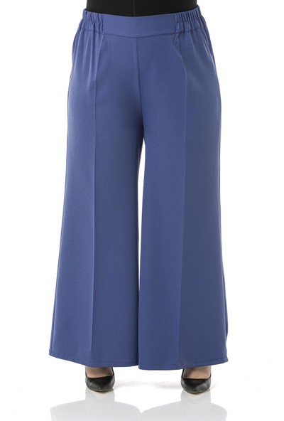 Disentis Modest Büyük Beden Beli Yanlardan ve Arkadan Lastikli Bol Paça Double Indigo Pantolon Disentis Modest Büyük Beden Beli Yanlardan ve Arkadan Lastikli Bol Paça Double Indigo Pantolon