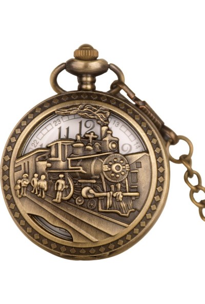 Keyfim Shop Retro Tasarımlı Quartz Tren Kabartmalı Zincirli Köstekli Cep Saati Keyfim Shop Retro Tasarımlı Quartz Tren Kabartmalı Zincirli Köstekli Cep Saati