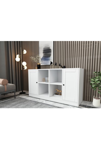 Rafli Dolapli Konsol Beyaz 130 cm KNS-1010