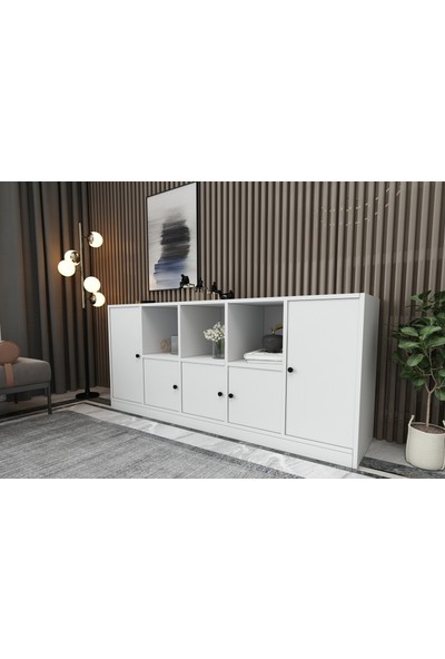 Rafli Dolapli Konsol Beyaz 160 cm KNS-1022-Ç Rafli Dolapli Konsol Beyaz 160 cm KNS-1022-Ç