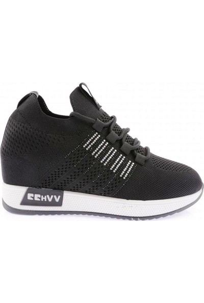 Guja Ithal Gizli Ökçe Yüksek Taban Siyah Sneaker 22Y341-4