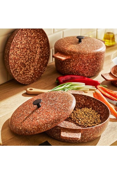 Emsan Perge 6 Parça Kiremit Tencere Seti Emsan Perge 6 Parça Kiremit Tencere Seti