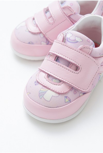 Minipicco Kız Cocuk Pembe Deri Ortopedik Destekli Ilk Adım Ayakkabı