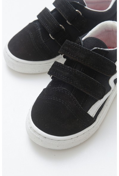 Minipicco Erkek Cocuk Siyah Deri Ortopedik Destekli Sneaker Ayakkabı