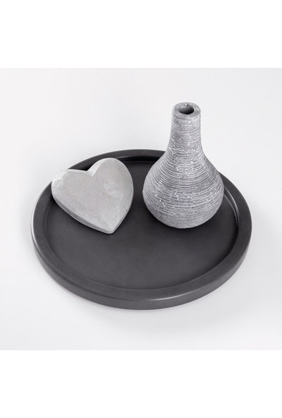 Lukka Home Yuvarlak Koyu Gri Beton Sunum Tepsi Büyük Kalp ve Mini Vazo Seti Ev Dekorasyon Obje Lukka Home Yuvarlak Koyu Gri Beton Sunum Tepsi Büyük Kalp ve Mini Vazo Seti Ev Dekorasyon Obje