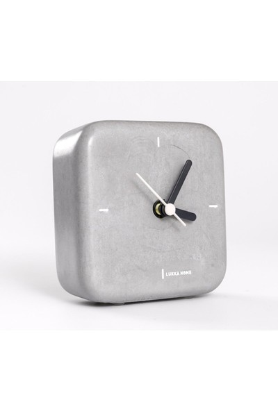 Kare Açık Gri Beton Masa Saati Minimal Ofis Aksesuar