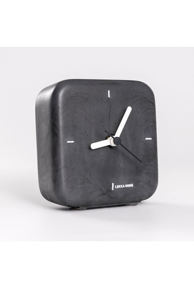 Lukka Home Kare Koyu Gri Beton Masa Saati Minimal Ofis Aksesuar