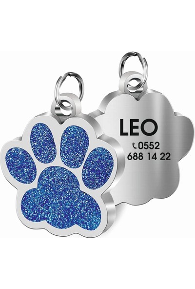 Patimio Isimli Simli Çelik Kedi Köpek Hayvan Künyesi ve Zinciri 35CM Mavi Patimio Isimli Simli Çelik Kedi Köpek Hayvan Künyesi ve Zinciri 35CM Mavi
