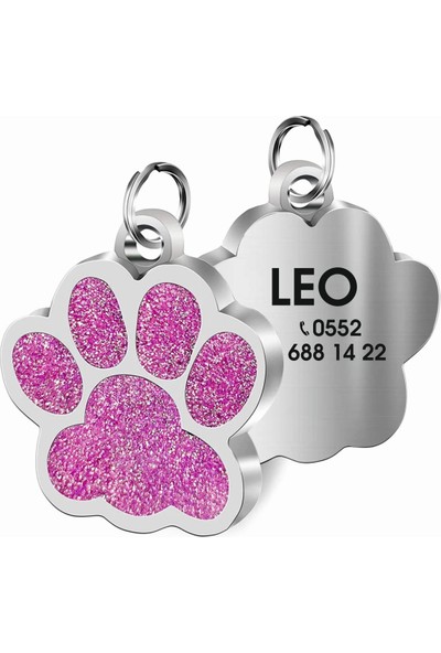 Patimio Isimli Simli Çelik Kedi Köpek Hayvan Künyesi ve Zinciri 35CM Pembe Patimio Isimli Simli Çelik Kedi Köpek Hayvan Künyesi ve Zinciri 35CM Pembe