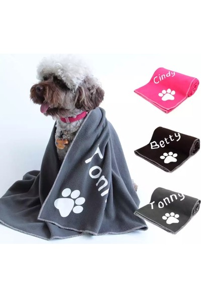 Patimio Isme Özel Kedi Köpek Polar Battaniye Yatağı 100X70 Gri