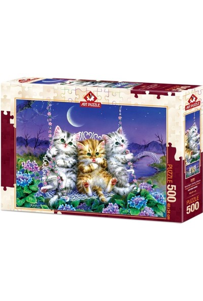 Amazeus 5086 Art Puzzle, Ayışığında Sallanan Kedicikler, 500 Parça Puzzle Amazeus 5086 Art Puzzle, Ayışığında Sallanan Kedicikler, 500 Parça Puzzle