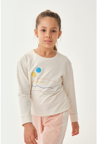 Dagi Ekru Nakışlı Sweatshirt Dagi Ekru Nakışlı Sweatshirt