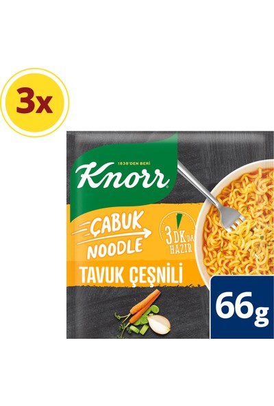 Knorr Çabuk Noodle Tavuk Çeşnili 66G X3 Adet