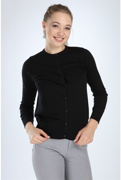 FTZ Women Kadın Düğmeli Hırka Siyah