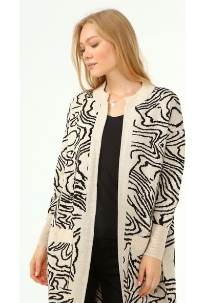 FTZ Women Kadın Zebra Desen Giy Çık Hırka Taş FTZ Women Kadın Zebra Desen Giy Çık Hırka Taş