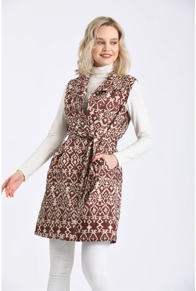 FTZ Women Kadın Capitone Desenli Yelek Kahve FTZ Women Kadın Capitone Desenli Yelek Kahve