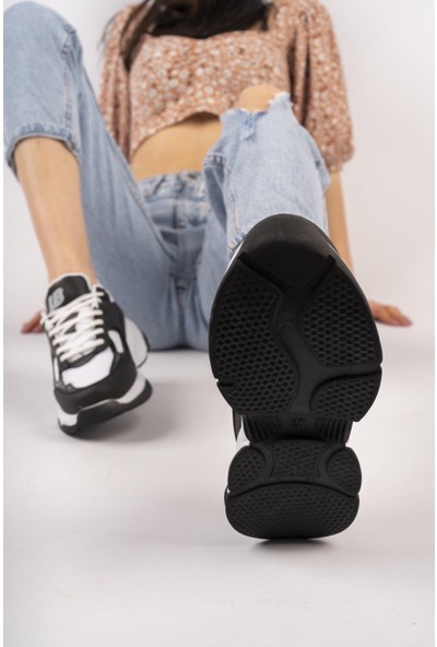 Mcdark Kadın Beyaz Gümüş Yüksek Taban Snekaers