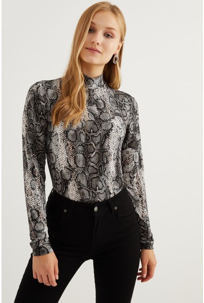 BiPantolon Kadın Taş Yılan Desenli Body