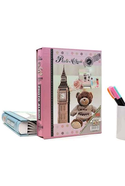 Best Hediye 200'LÜK 10 x 15 cm Kutulu Ayı Figürlü Fotoğraf Albümü