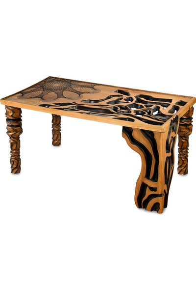 ConceptEva Wood and Furniture Ahşap Oyma Çalışma Masası Özel Tasarım