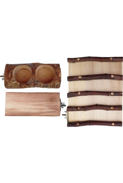 Cadia 3 1 Sevimli Evcil Hayvan Yağ Hamster Gıda Standı Kase Besleyici Çanak Merdiveni ile Set (Yurt Dışından)