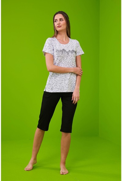 Pjs 23170 Kadın Desenli Kapri Takım