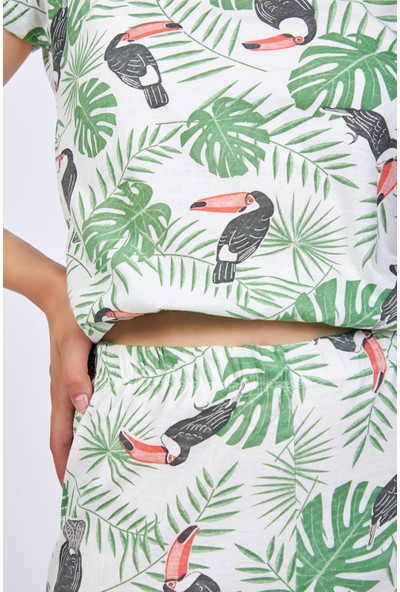 Cotton More Tukan Kuşu Desenli Pijama Takımı Cotton More Tukan Kuşu Desenli Pijama Takımı