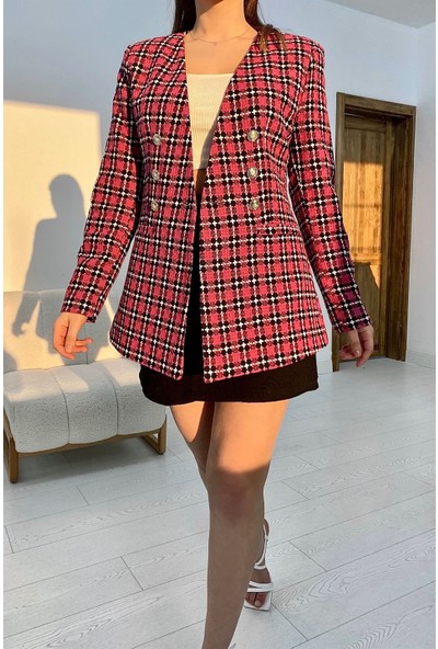 Elbee Tüvit Ceket - Fuşya Elbee Tüvit Ceket - Fuşya