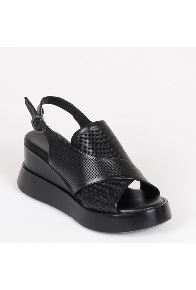 Twoegoist Kadın Deri Günlük Dolgu Tabanlı ve Fuspetli Yumuşak Iç Tabanlı Sandalet