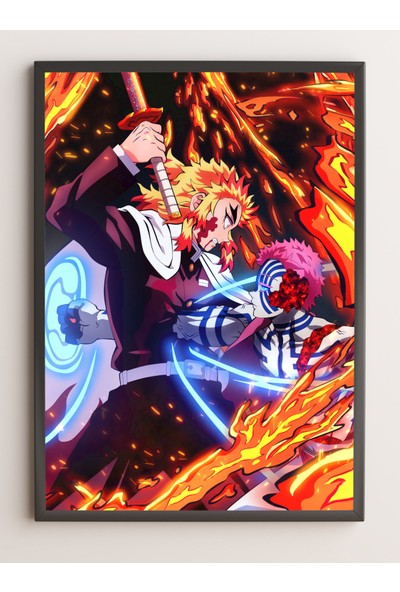 DuoArt Demon Slayer Rengoku Akaza Anime Manga Poster - Yüksek Çözünürlük Hd Duvar Posteri - Çerçevesiz