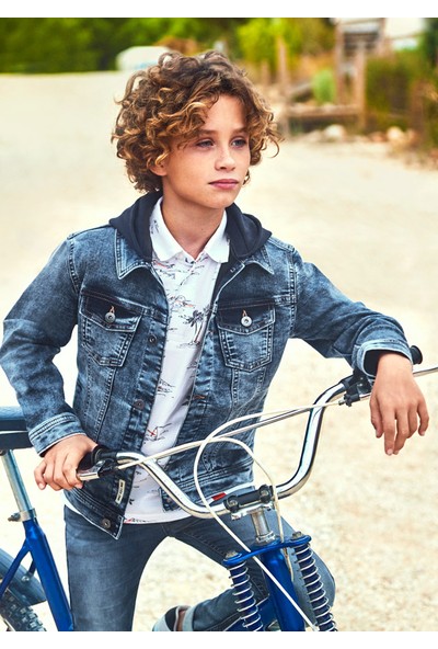 Mayoral Erkek Çocuk Kapişonle Denim Çeket 6406