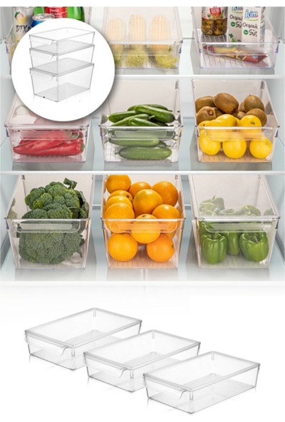 Sas Kapaklı Buzdolabı Düzenleyici, Dolap Içi Düzenleyici Organizer 3 Adet 20 x 32,5 x 7 cm Sas Kapaklı Buzdolabı Düzenleyici, Dolap Içi Düzenleyici Organizer 3 Adet 20 x 32,5 x 7 cm