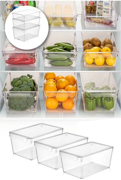Sas Kapaklı Buzdolabı Düzenleyici, Dolap Içi Düzenleyici Organizer 3 Adet 20 x 32,5 x 14 cm Sas Kapaklı Buzdolabı Düzenleyici, Dolap Içi Düzenleyici Organizer 3 Adet 20 x 32,5 x 14 cm