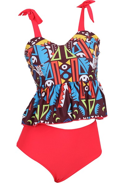 Muchbetter Bayan Tankini Takım Elbise Ikili Volanlı Üst Yüksek Bel Alt Takım (Yurt Dışından) Muchbetter Bayan Tankini Takım Elbise Ikili Volanlı Üst Yüksek Bel Alt Takım (Yurt Dışından)