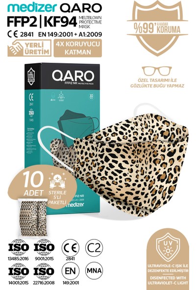 Medizer Qaro Leopar Desenli Kore Tipi KF94 Ffp2 Maske Medizer Qaro Leopar Desenli Kore Tipi KF94 Ffp2 Maske