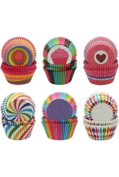 100'LÜ Muffin Browni Cupcake Kağıdı Kek Kalıbı Desenli 100'LÜ Muffin Browni Cupcake Kağıdı Kek Kalıbı Desenli