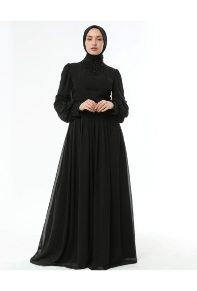 Moda Çizgi Ksdn Taş Detaylı Tesettür Abiye Siyah MC1912 Moda Çizgi Ksdn Taş Detaylı Tesettür Abiye Siyah MC1912