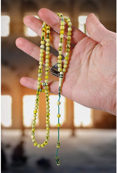 Tesbihkenti Hareli Sarı Renk 99'luk Namaz Tesbihi