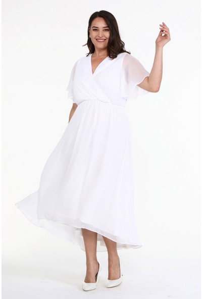 Myline Anvelop Pelerin Kol Şifon Elbise Myline Anvelop Pelerin Kol Şifon Elbise