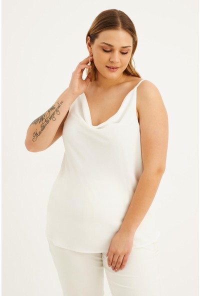 Myline Astarlı Degaje Yaka Bluz Myline Astarlı Degaje Yaka Bluz