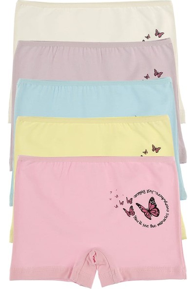Donella 5'li Renkli Kelebek Baskılı Kız Çocuk Şort - 425038