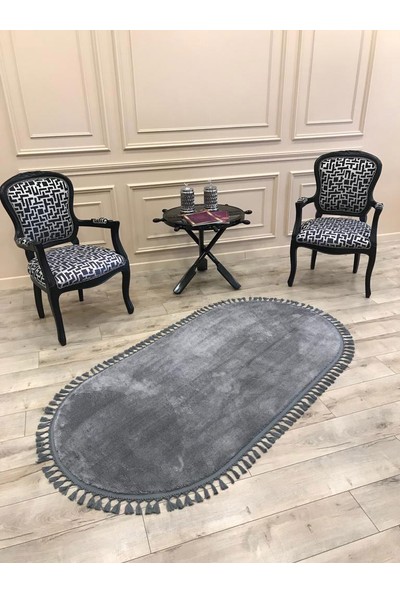 Benzahome Anti Slip Taban Antrasit Oval Puffy Peluş Halı Benzahome Anti Slip Taban Antrasit Oval Puffy Peluş Halı