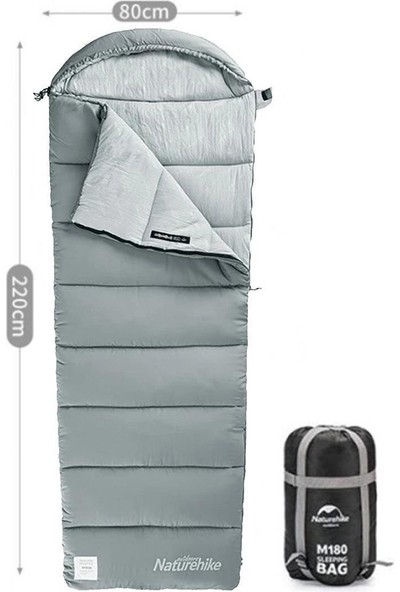 Naturehike M180 Pongee Pamuklu Uyku Tulumu -8°c Gri - Left Naturehike M180 Pongee Pamuklu Uyku Tulumu -8°c Gri - Left