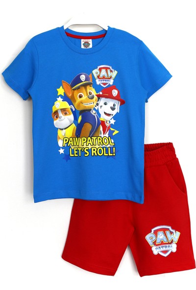 DobaKids Erkek Çocuk Paw Patrol Baskılı Alt Üst Takım Mavi Kırmızı