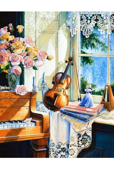 Ümraniye Hobi Sanat Sayılarla Boyama Seti - Numaralı Tuval Boyama 40X50CM - Keman ve Çiçekler Ümraniye Hobi Sanat Sayılarla Boyama Seti - Numaralı Tuval Boyama 40X50CM - Keman ve Çiçekler