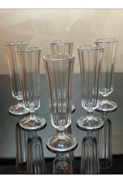 Yzhome 6'lı Flüt Kahve Yanı Su Bardağı Ayaklı Uzun 300 ml Yzhome 6'lı Flüt Kahve Yanı Su Bardağı Ayaklı Uzun 300 ml