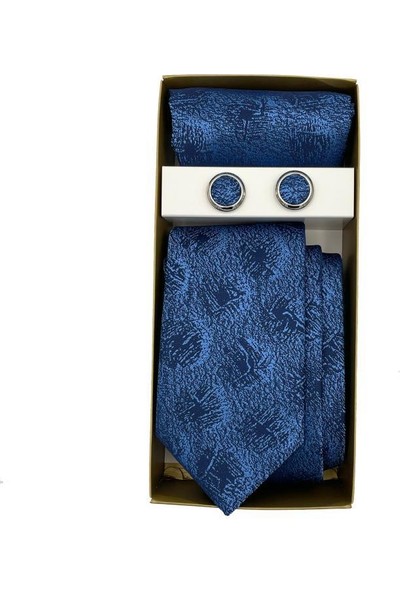 Brianze Mavi Kravat Mendil Kol Düğmesi Kutulu Hediyelik Set Brianze Mavi Kravat Mendil Kol Düğmesi Kutulu Hediyelik Set